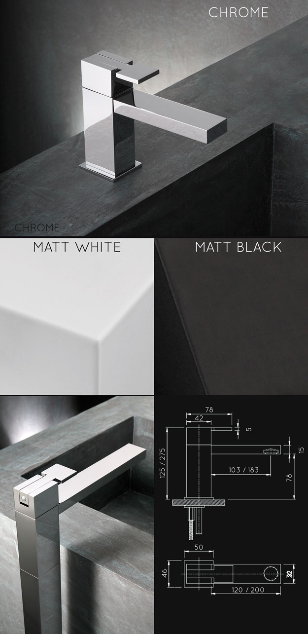 Square Basin Taps in a Cubic Tap Style - Livinghouse
