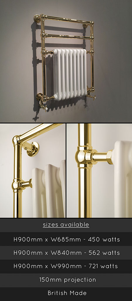 British Made Gold Towel Warmers & Gold Plated Towel Radiators