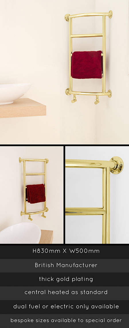 Gold Towel Rails | Gold Plated Towel Warmer | Corner Towel Radiators