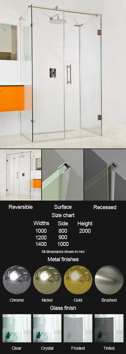 Frameless Shower Enclosures | 3 Sided Shower Enclosure | 10mm Glass