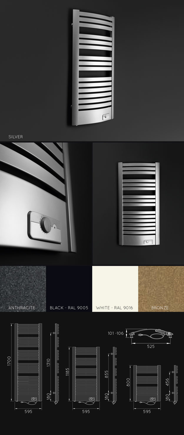 Electric Heated Towel Rail - Black, Silver, Anthracite - Sparky