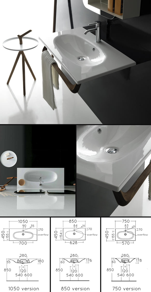 Slim Wall Mounted Basin | Designer Rectangular Wall Basin