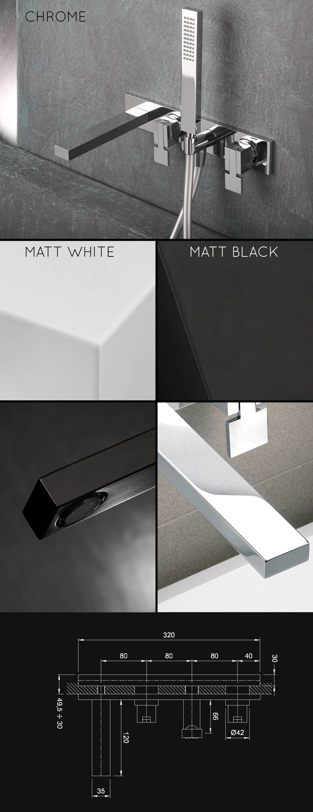 Square Bath Taps & Cubic Bath Tap & Shower - Boxer